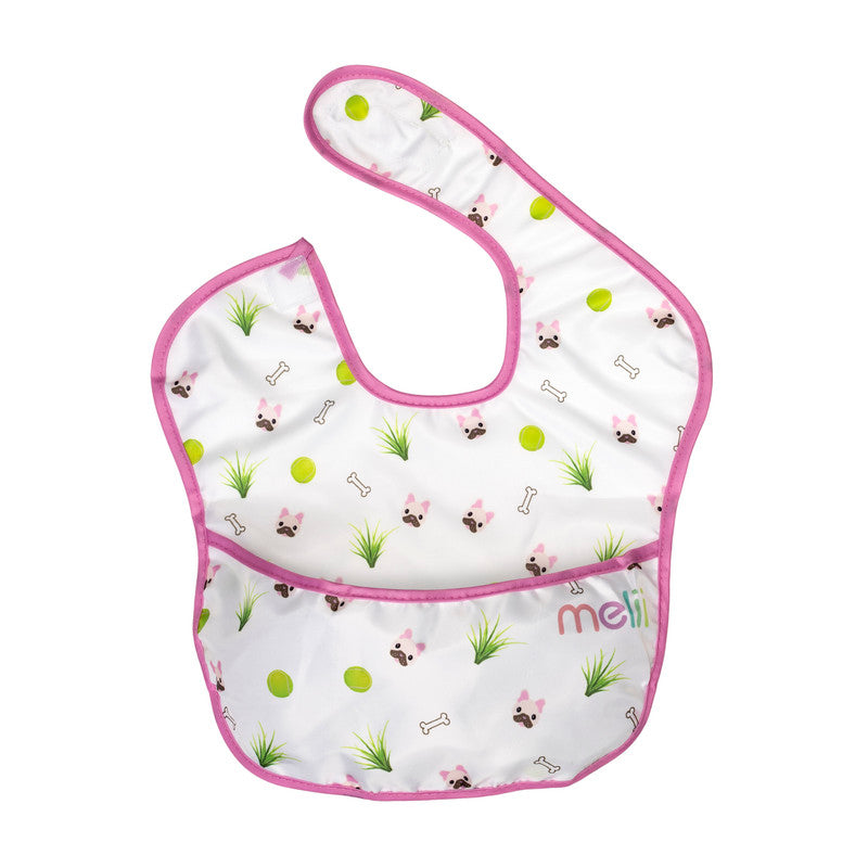 melii Fold Up Bib 2-Pack - Water-Resistant and Playful White & Pink Do ...